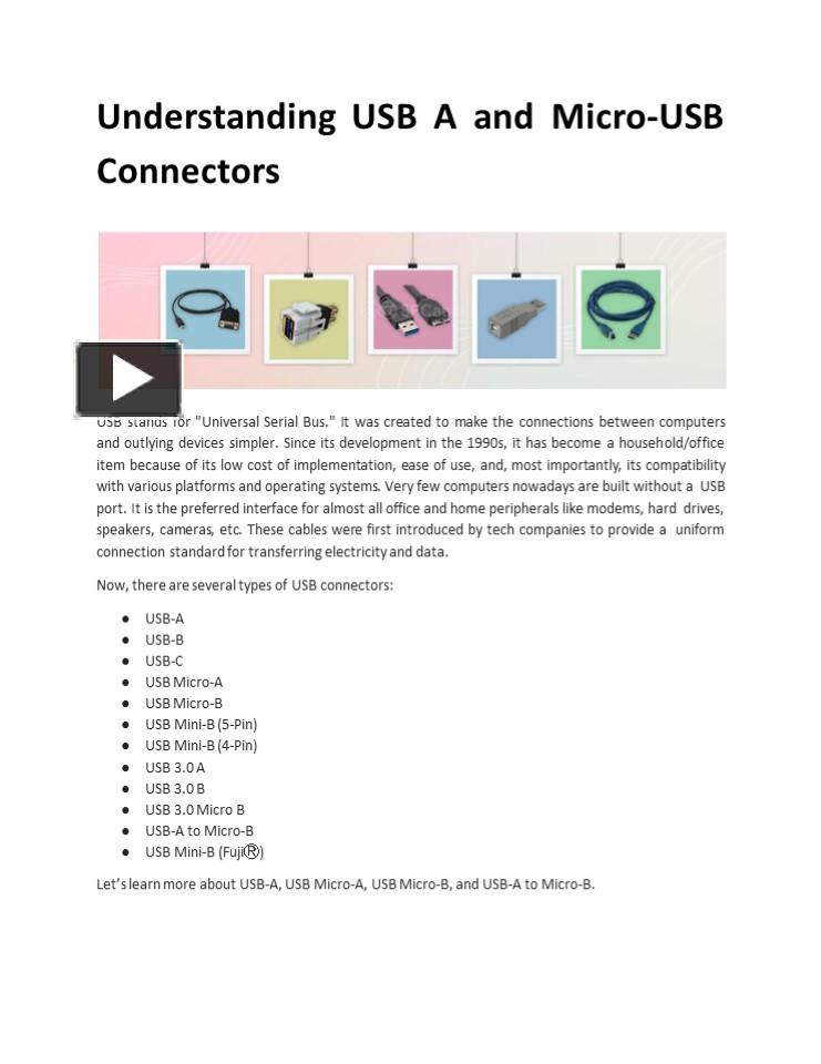 Understanding USB A and Micro-USB Connectors presentation | free to download