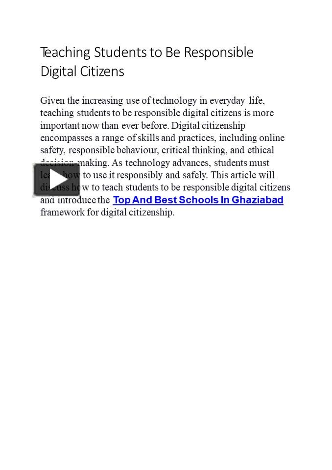 Teaching Students to Be Responsible Digital Citizens presentation ...