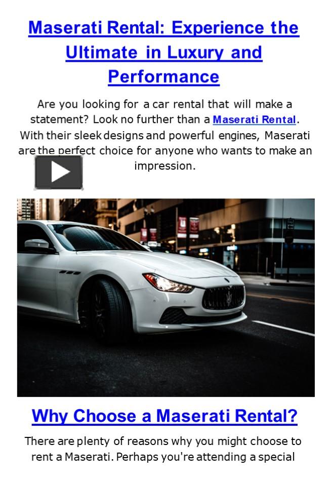 Maserati Rental: Experience the Ultimate in Luxury and Performance presentation | free to download