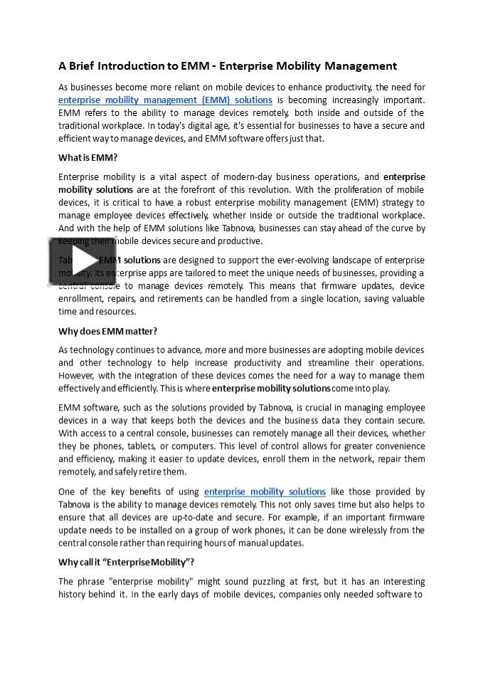 PPT – A Brief Introduction to EMM - Enterprise Mobility Management PowerPoint presentation ...