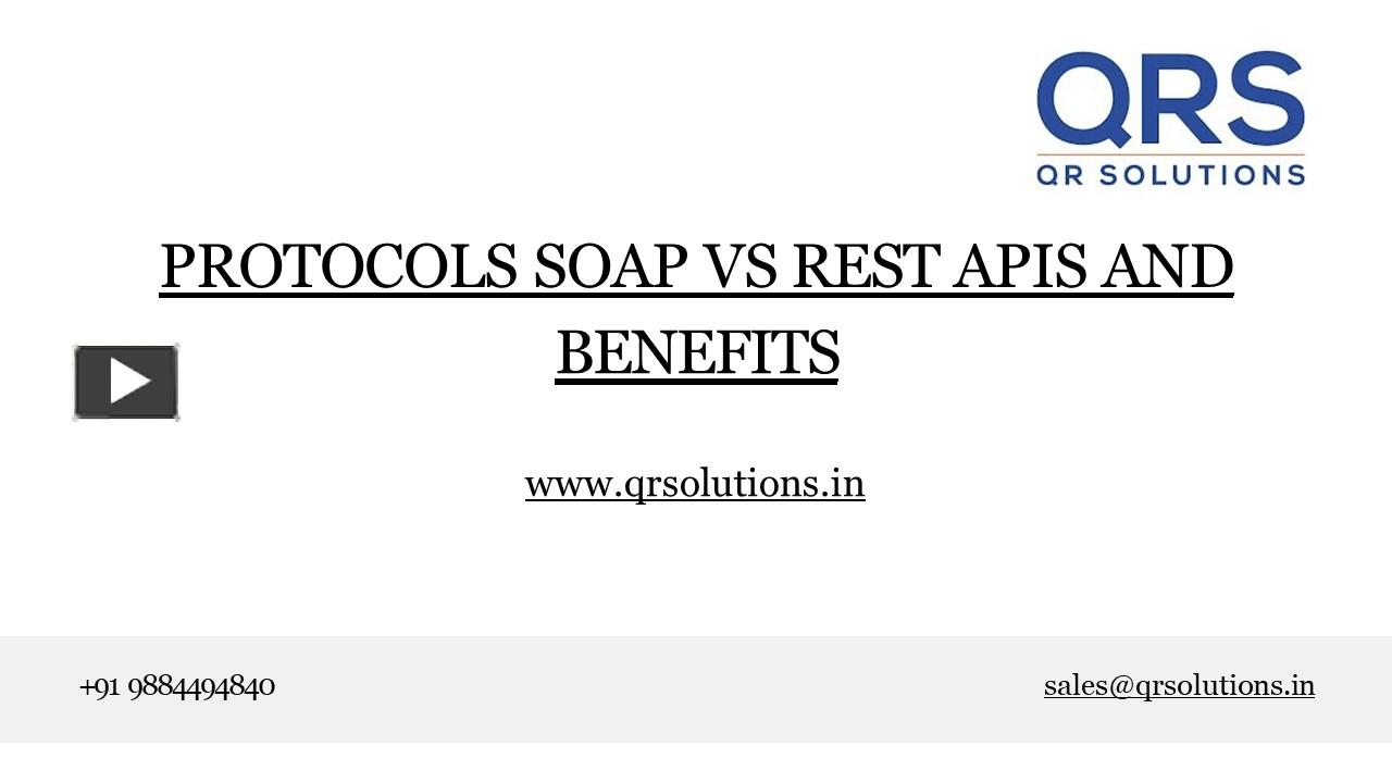 Ppt Protocols Soap Vs Rest Apis And Benefits Qr Solutions