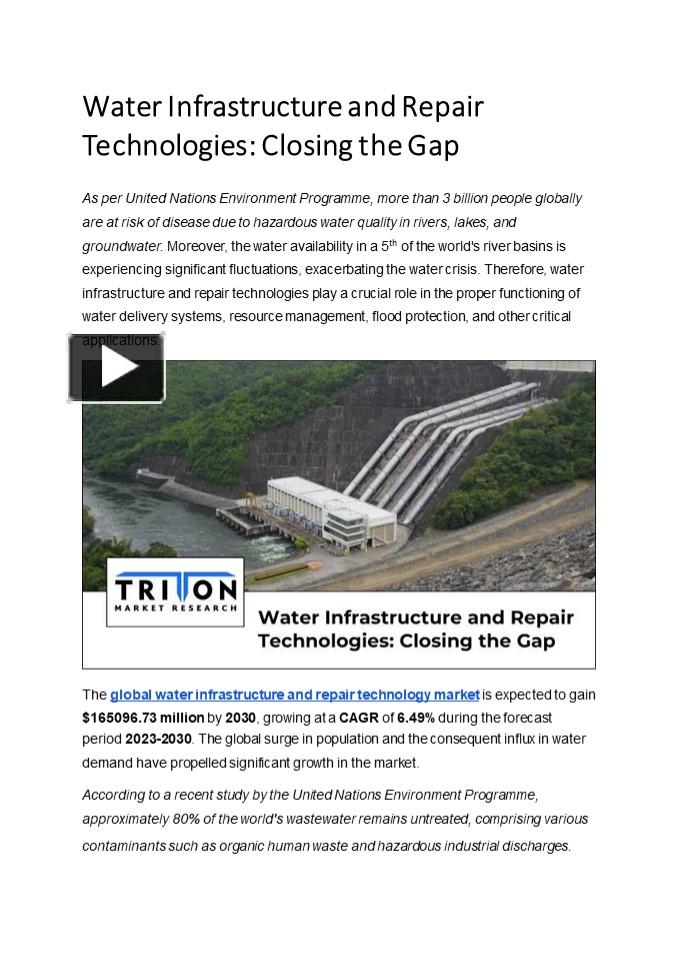 PPT – Water Infrastructure and Repair Technologies: Closing the Gap PowerPoint presentation ...