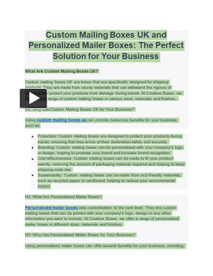 PPT – Custom Mailing Boxes UK and Personalized Mailer Boxes: The Perfect Solution for Your ...
