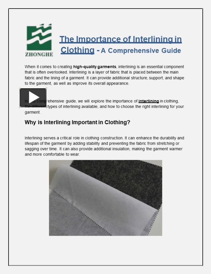 The Importance of Interlining in Clothing presentation | free to download