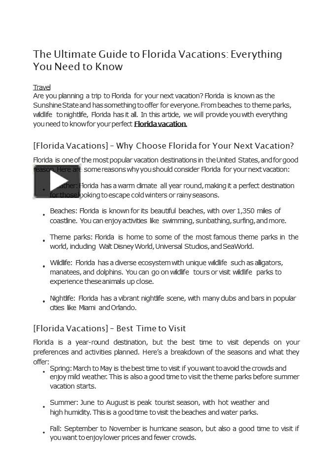PPT – The Ultimate Guide to Florida Vacations PowerPoint presentation ...