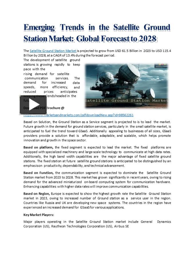 Emerging Trends in the Satellite Ground Station Market: Global Forecast to 2028 presentation ...