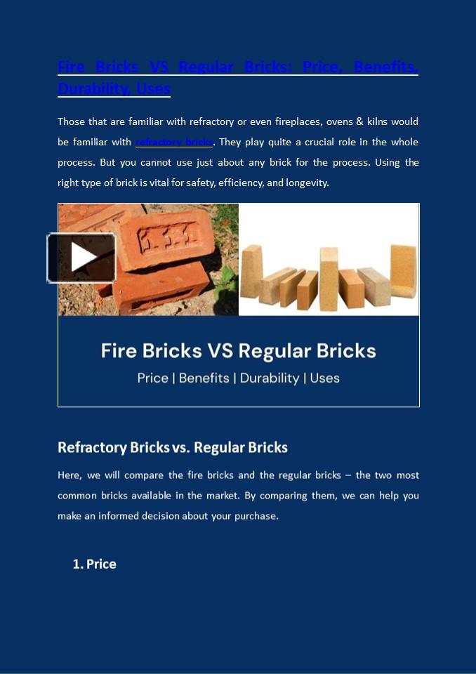 PPT – Fire Bricks VS Regular Bricks: Price, Benefits, Durability, Uses PowerPoint presentation ...