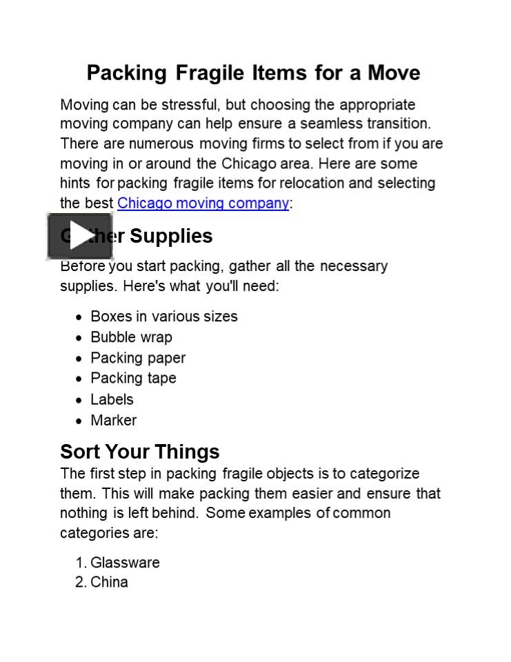 Packing Fragile Items for a Move presentation | free to download