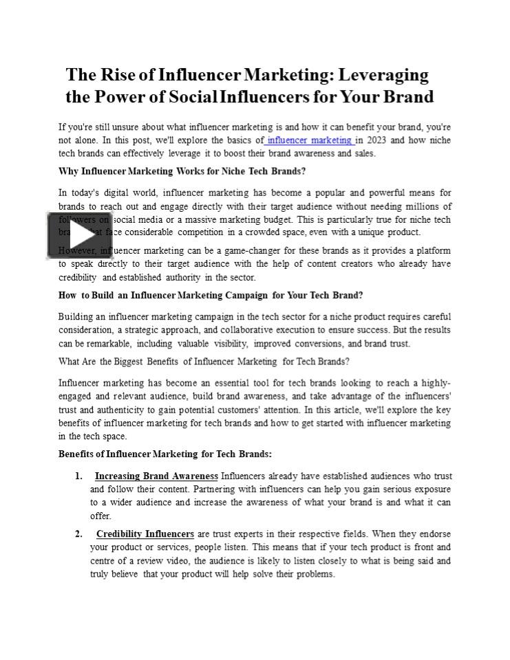 PPT – The Rise of Influencer Marketing PowerPoint presentation | free ...