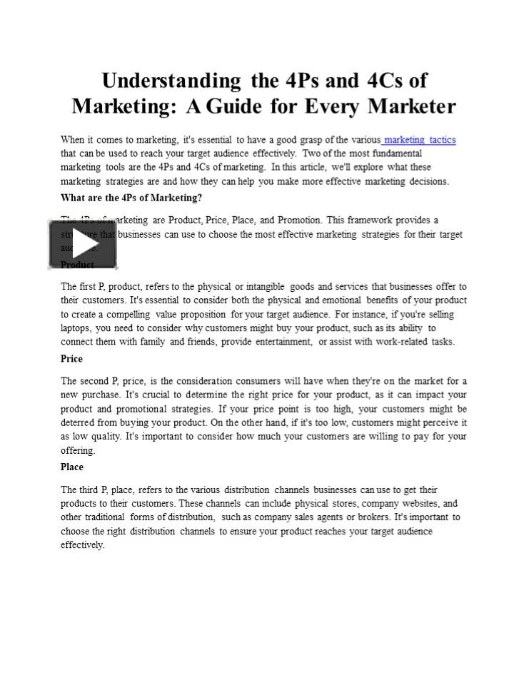 PPT – Understanding the 4Ps and 4Cs of Marketing PowerPoint presentation | free to download - id ...