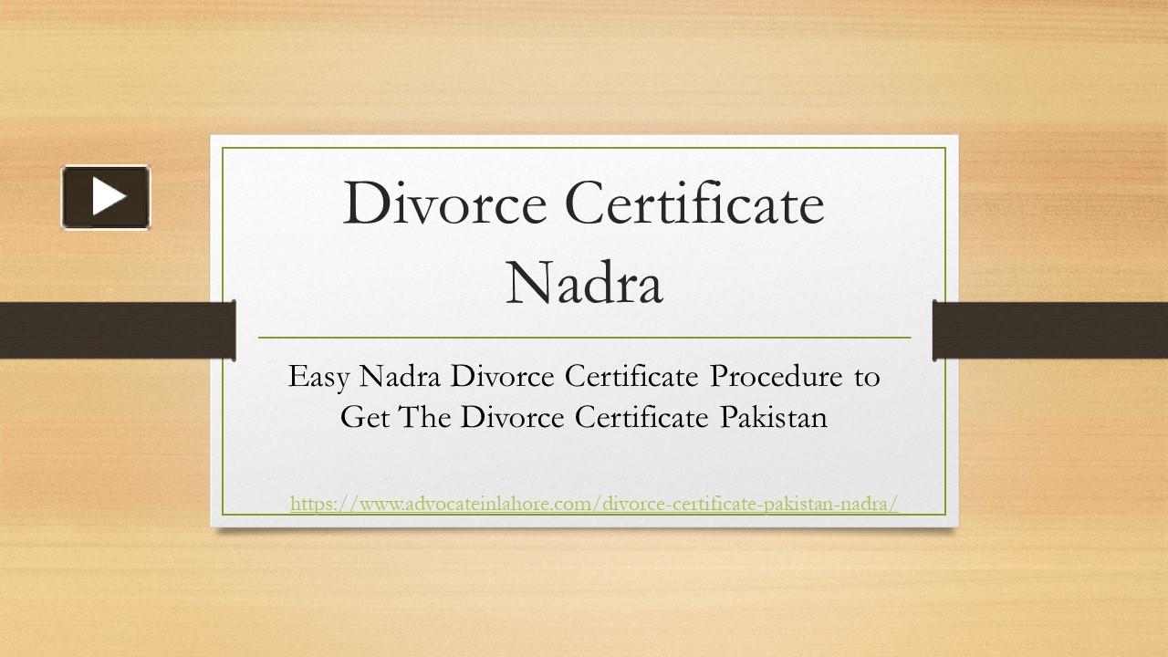 PPT – Divorce Certificate Nadra - Easy Nadra Divorce Certificate Procedure PowerPoint ...