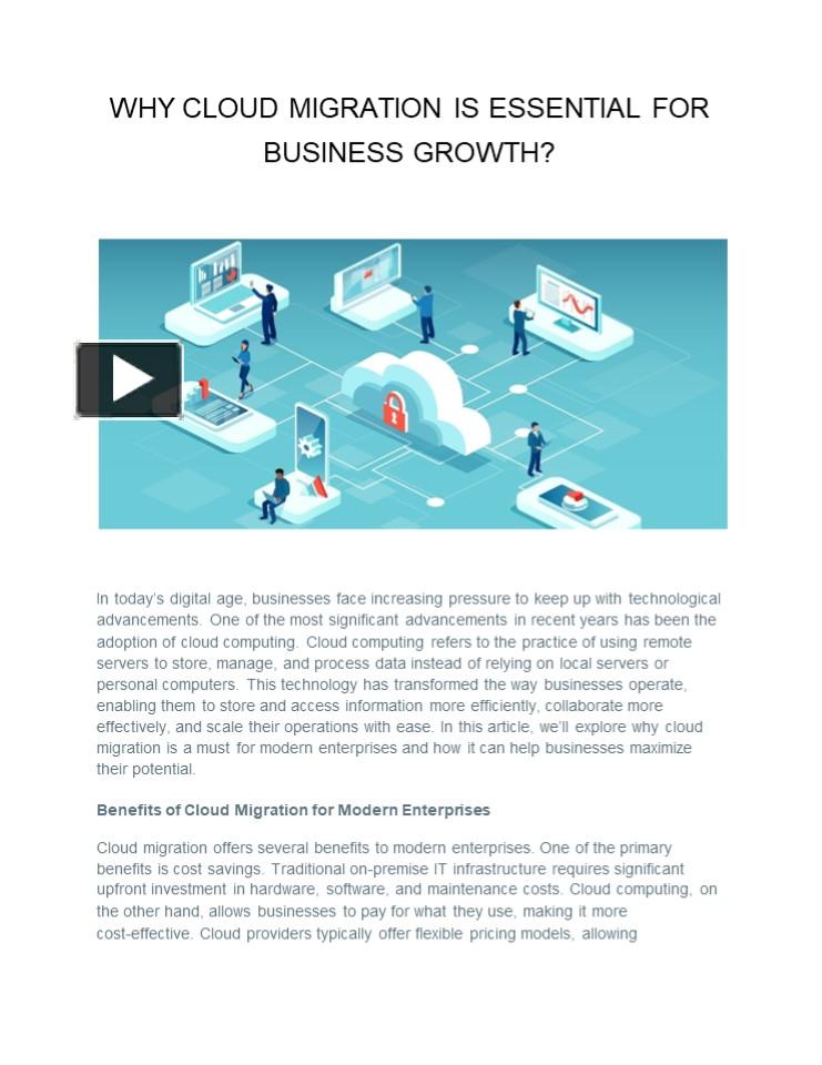 WHY CLOUD MIGRATION IS ESSENTIAL FOR BUSINESS GROWTH? presentation | free to download