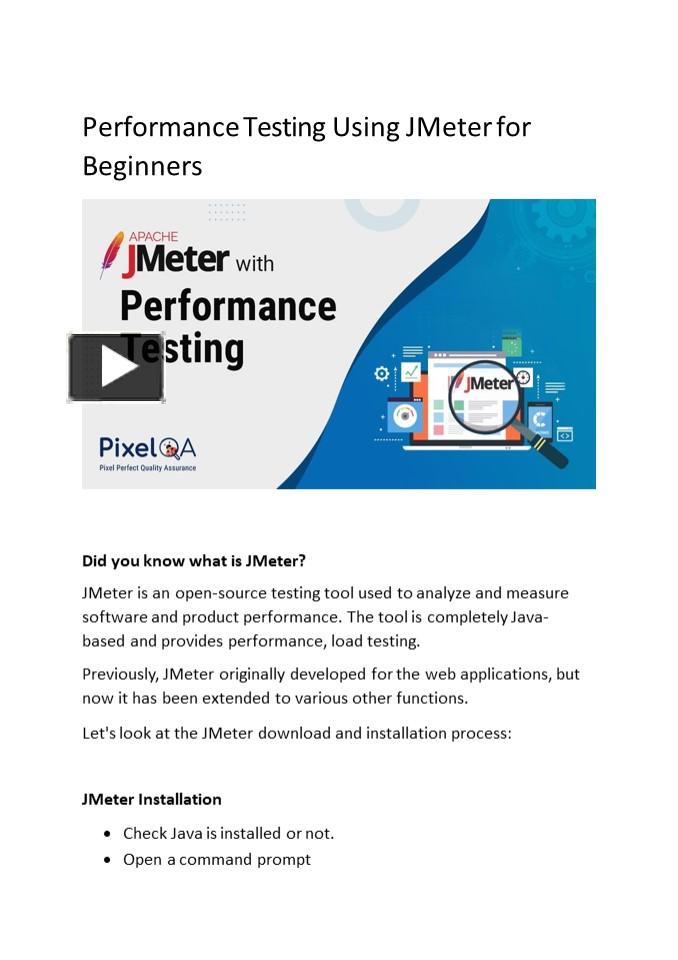 Performance Testing Using Jmeter For Beginners Presentation Free To