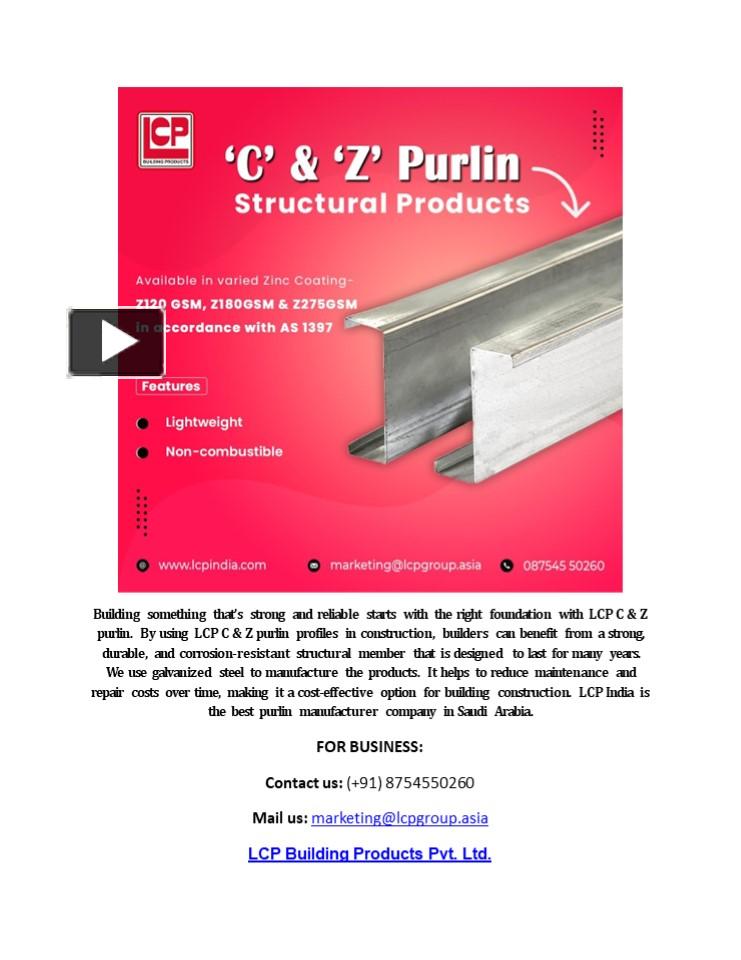 C & Z Purlin Manufacturer in Saudi Arabia presentation | free to download