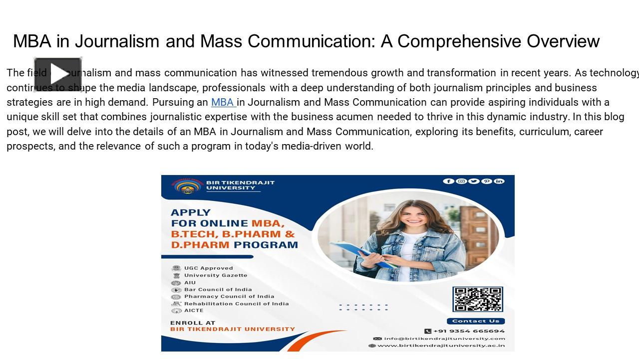 PPT – MBA in Journalism and Mass Communication: A Comprehensive Overview PowerPoint presentation ...