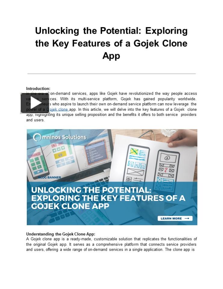 PPT – Unlocking the Potential: Exploring the Key Features of a Gojek Clone App PowerPoint ...