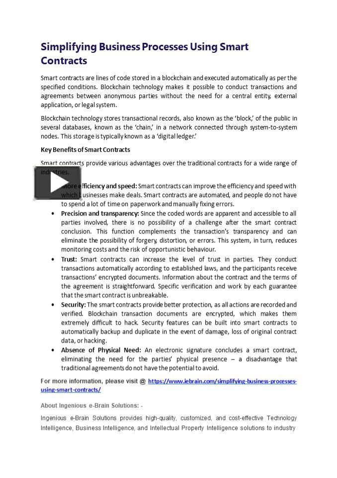 PPT – Simplifying Business Processes Using Smart Contracts PowerPoint presentation | free to ...