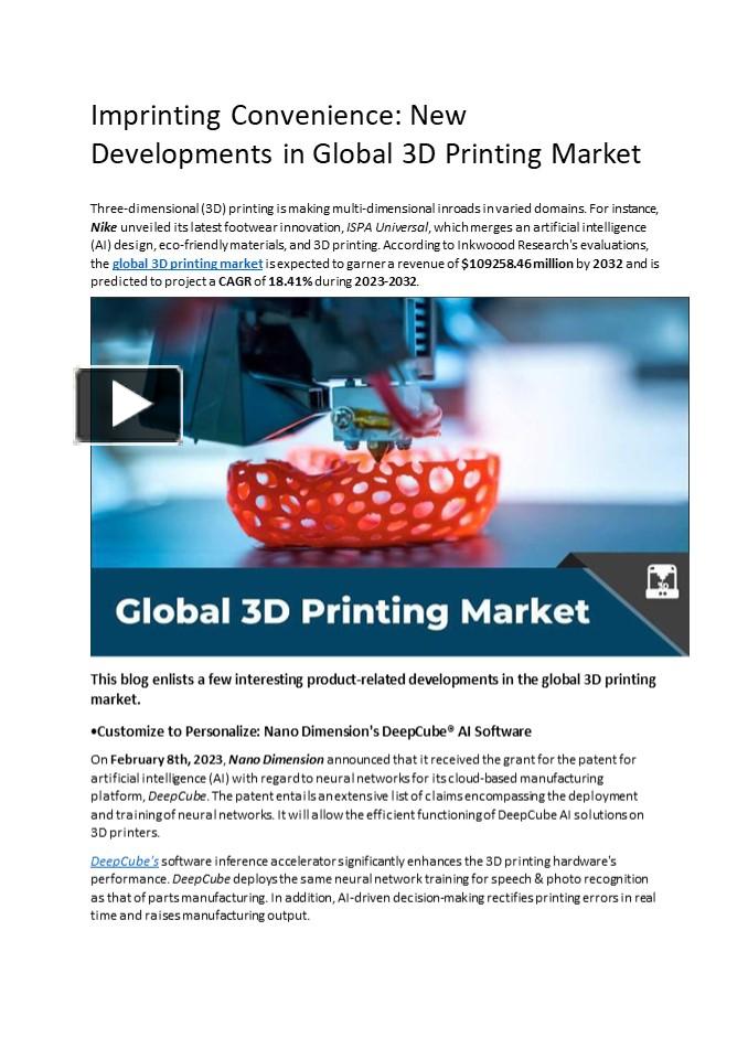PPT – Imprinting Convenience: New Developments in Global 3D Printing Market PowerPoint ...