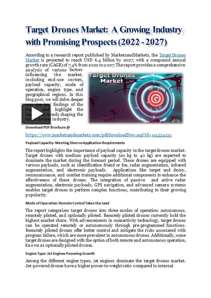 PPT – Target Drones Market: A Growing Industry with Promising Prospects (2022 - 2027) PowerPoint ...