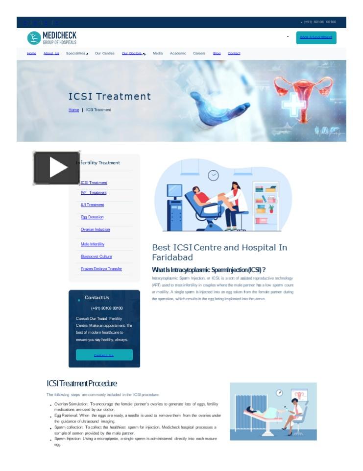 PPT – ICSI Fertility Treatment Cost in Faridabad | Medicheck Hospital PowerPoint presentation ...