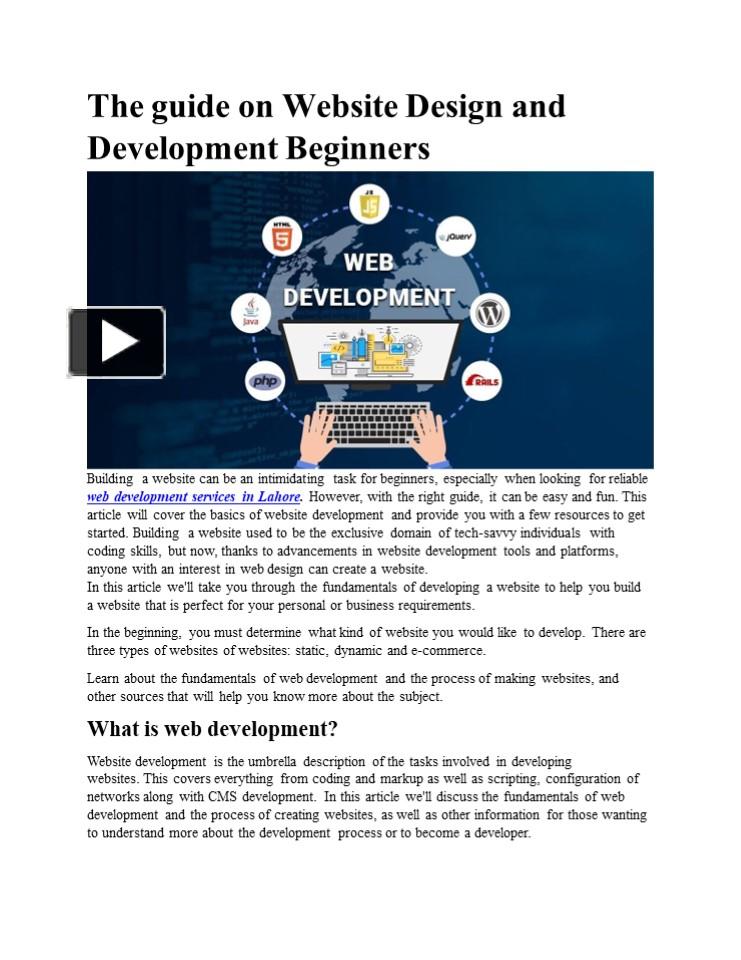 PPT – The guide on Website Design and Development Beginners PowerPoint presentation | free to ...