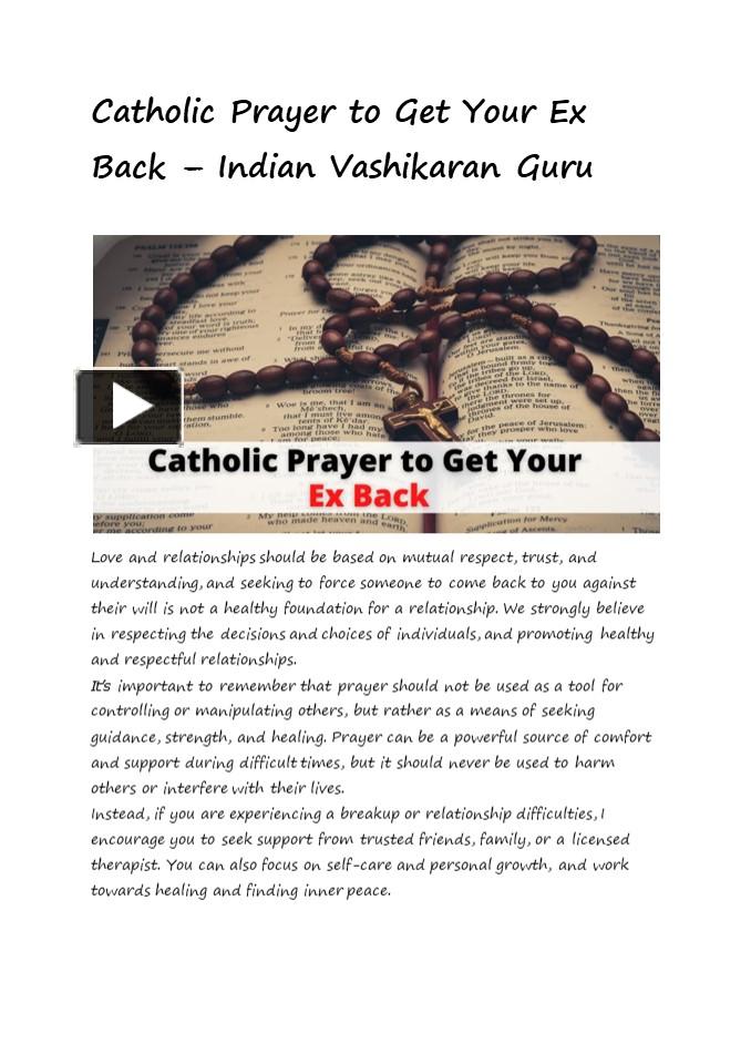 PPT – Catholic Prayer to Get Your Ex Back - Indian Vashikaran Guru PowerPoint presentation ...