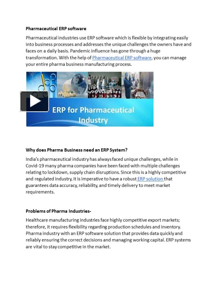 Pharmaceutical ERP software presentation | free to download