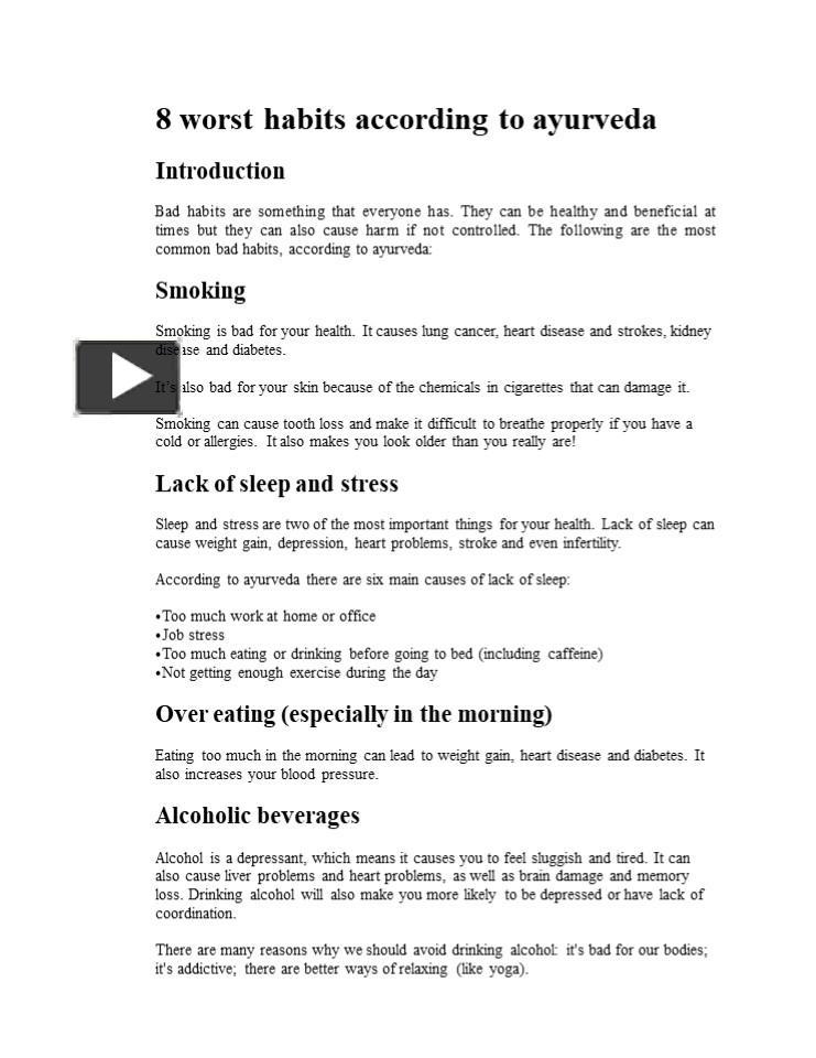 PPT – 8 word worst habits according to ayurveda PowerPoint presentation ...