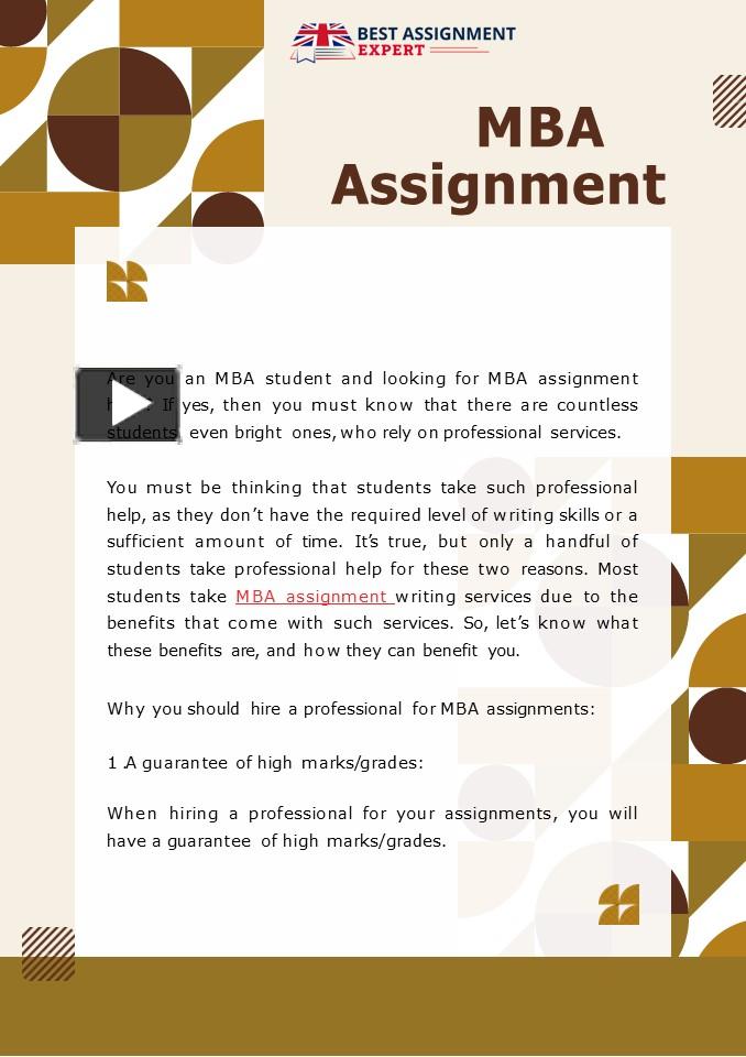 Why you should hire an MBA assignment professional presentation | free to download