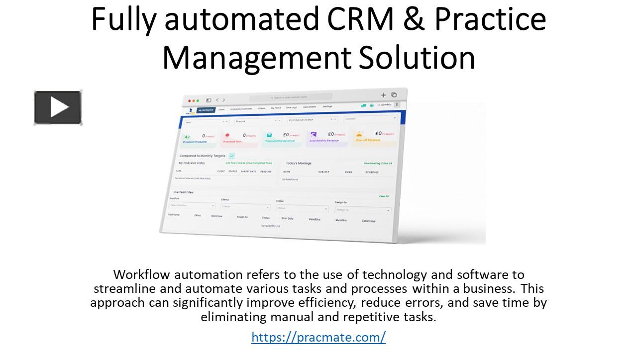 Fully automated CRM & Practice Management Solution presentation | free to download