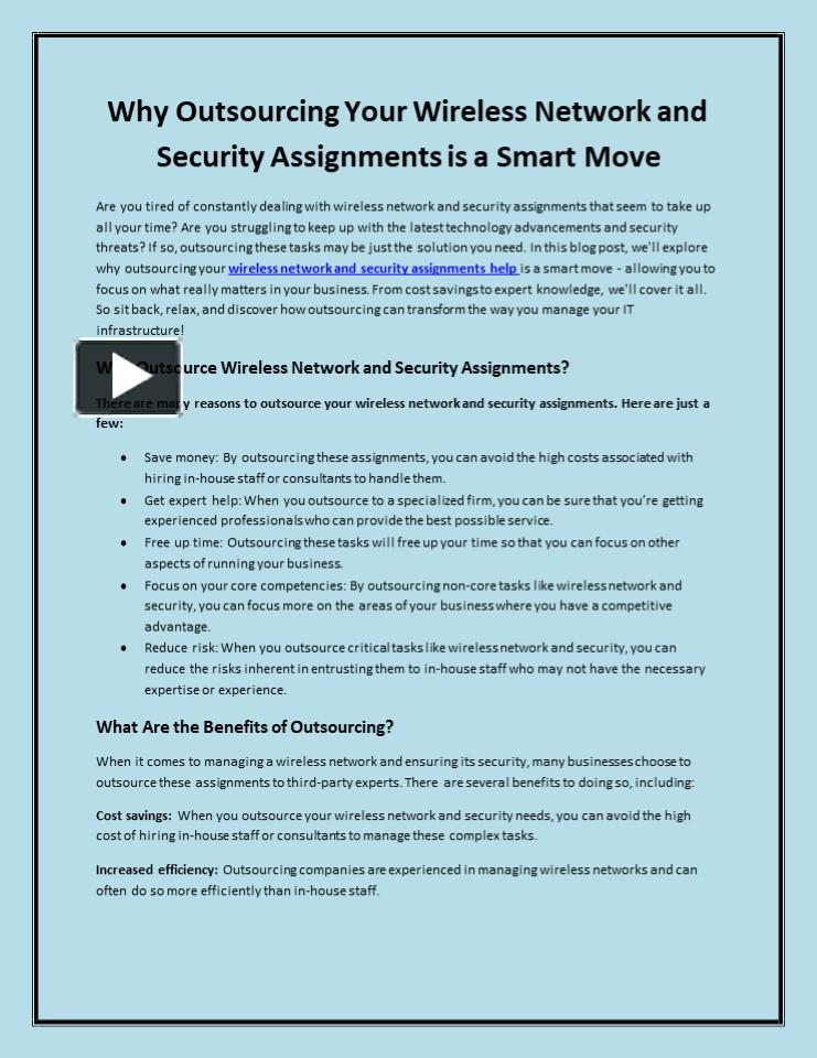 PPT – Why Outsourcing Your Wireless Network and Security Assignments is a Smart Move PowerPoint ...