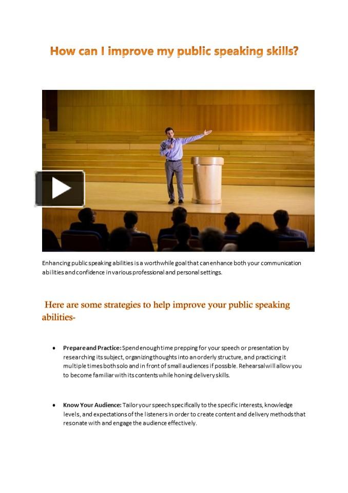 How can I improve my public speaking skills? presentation | free to ...