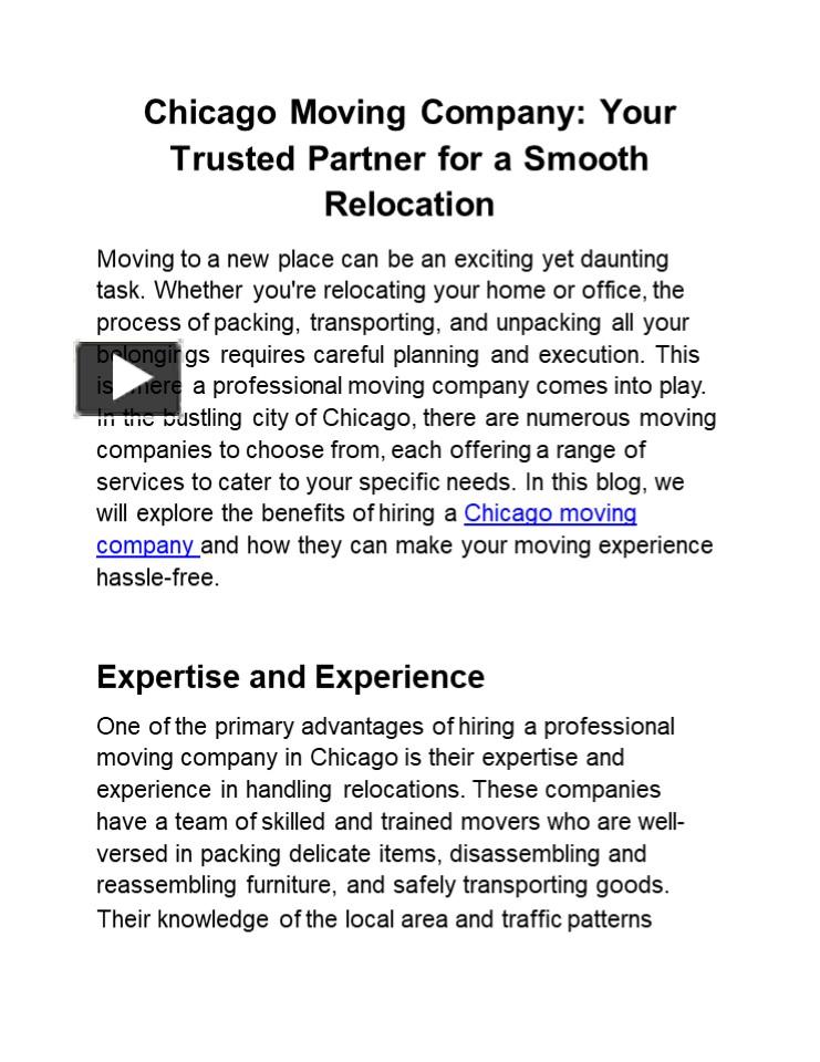 PPT – Chicago Moving Company PowerPoint presentation | free to download - id: 96ec06-ZTRjO