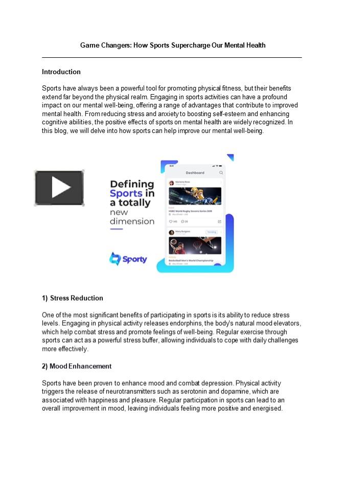 How Sports Supercharge Our Mental Health presentation | free to download