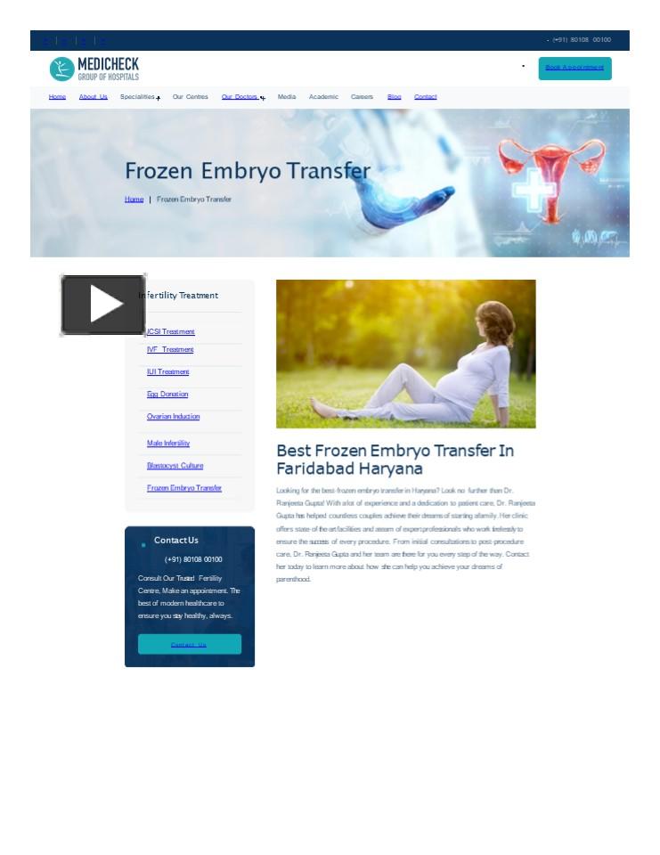 PPT – Frozen Embryo Transfer in Faridabad: Procedure, Cost & Implantation PowerPoint ...