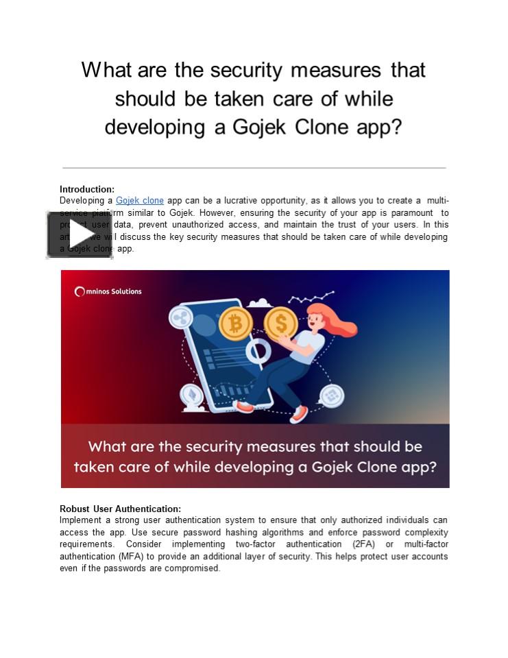 What are the security measures that should be taken care of while developing a Gojek Clone app ...