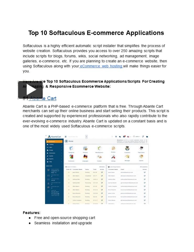 PPT – Top 10 Softaculous E-commerce Applications PowerPoint presentation | free to download - id ...