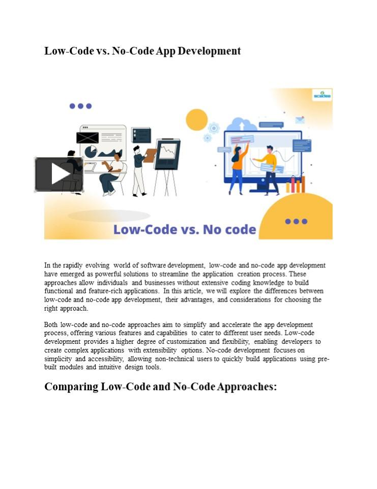 Low-Code vs. No code App Development | Scadea Solutions presentation | free to view
