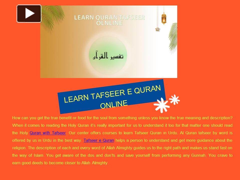 PPT – Learn Tafseer e Quran Online PowerPoint presentation | free to download - id: 96f32e-MWJkM
