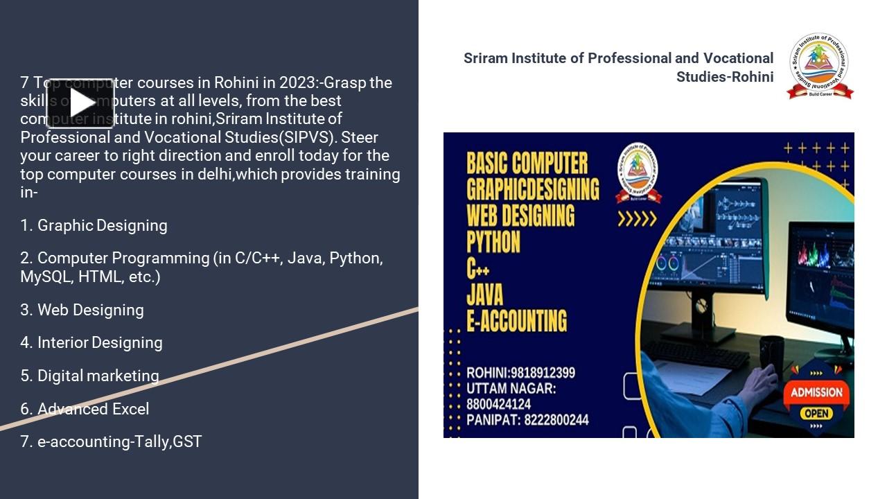 PPT – 7 Top computer courses in Rohini in 2023: PowerPoint presentation | free to download - id ...