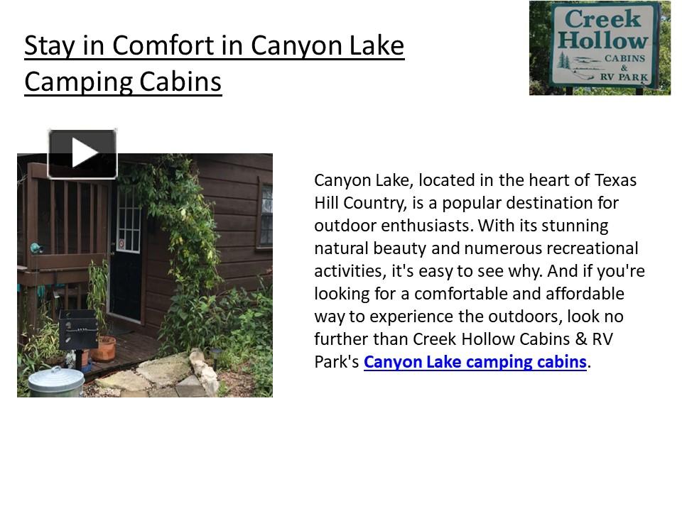PPT – Stay in Comfort in Canyon Lake Camping Cabins PowerPoint presentation | free to download ...