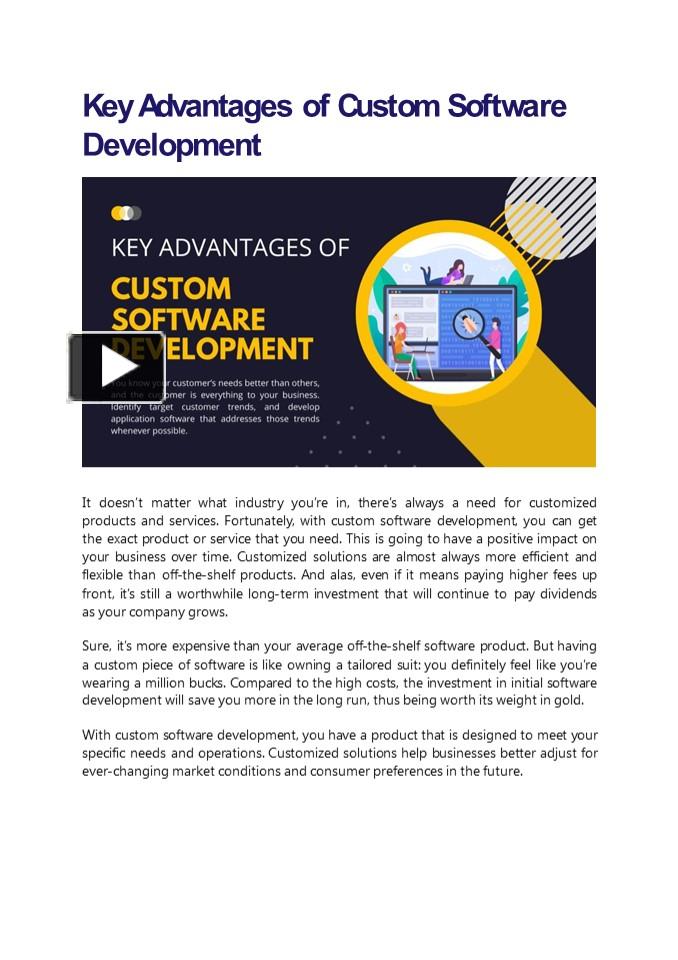 Key Advantages of Custom Software Development presentation | free to download