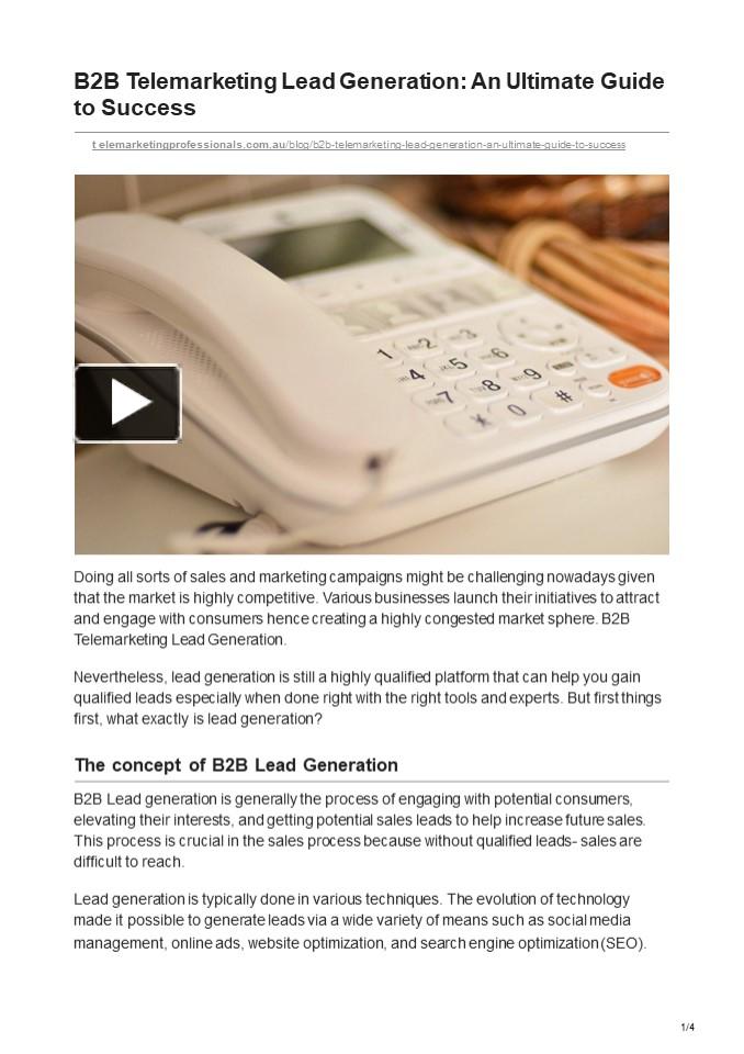 PPT – B2B Telemarketing Lead Generation: An Ultimate Guide to Success PowerPoint presentation ...