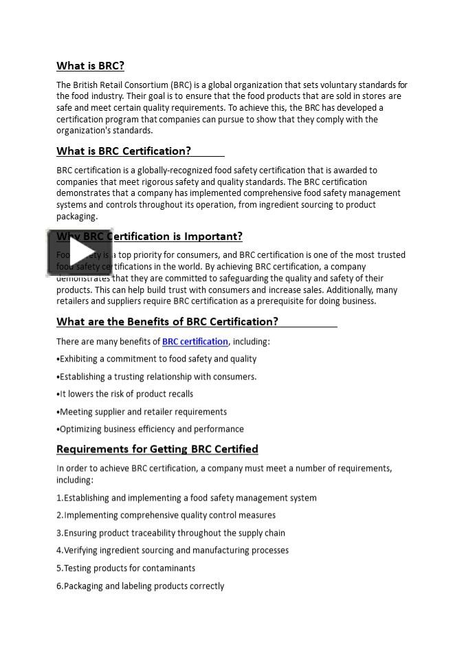 PPT – Brc certification PowerPoint presentation | free to download - id: 96f851-YWUzZ