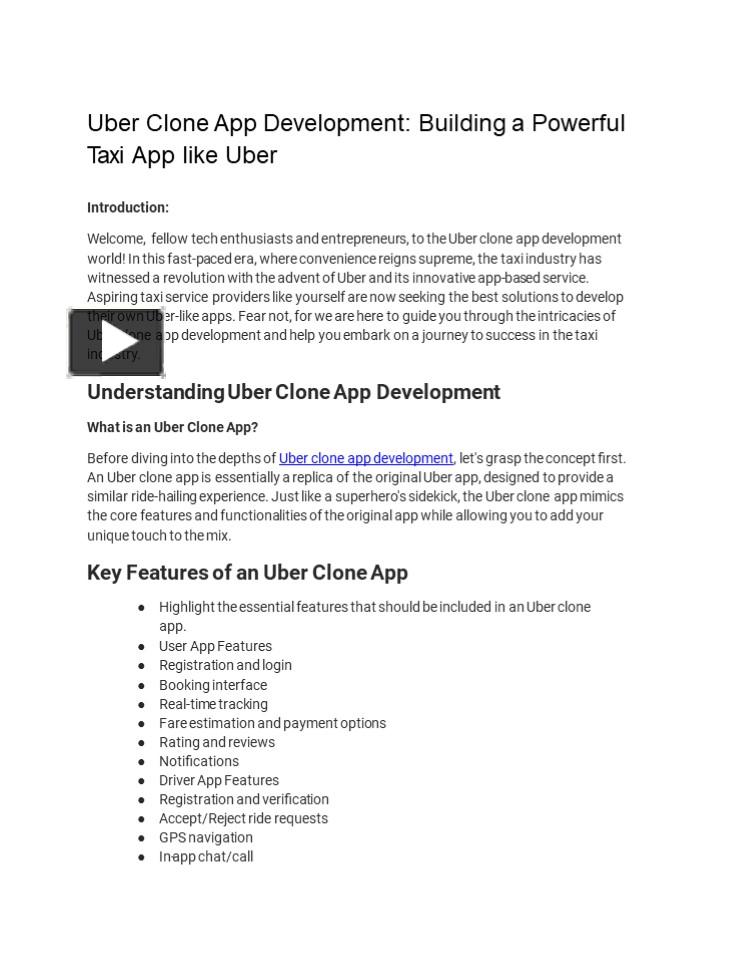 PPT – Uber Clone App Development: Building a Powerful Taxi App like Uber PowerPoint presentation ...