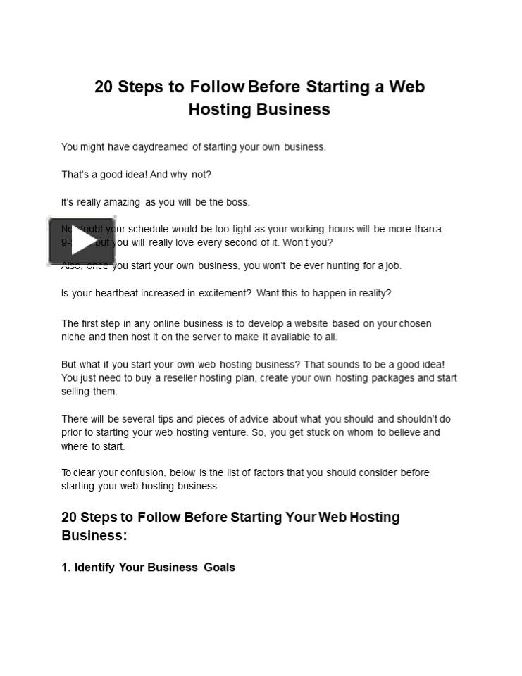 How To Start A Web Hosting Business in 20 Steps presentation | free to download