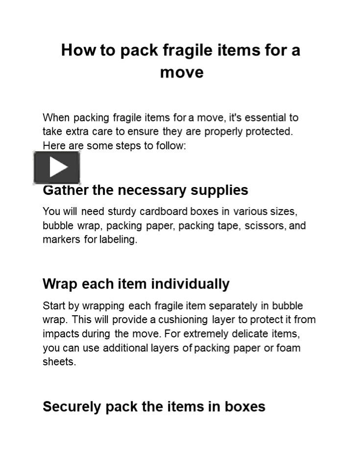 How to pack fragile items for a move presentation | free to download
