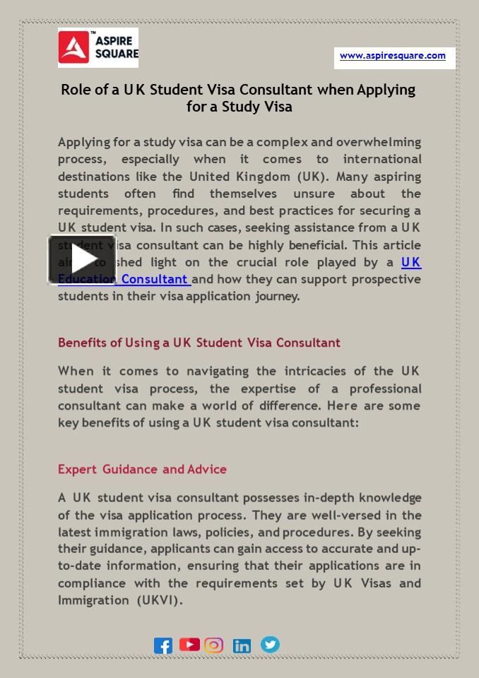 PPT – Role of a UK Student Visa Consultant when Applying for a Study Visa PowerPoint ...