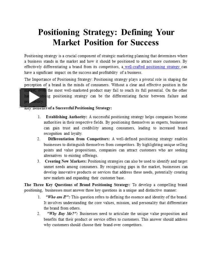 PPT – Positioning Strategy PowerPoint presentation | free to download - id: 970086-ODg2M