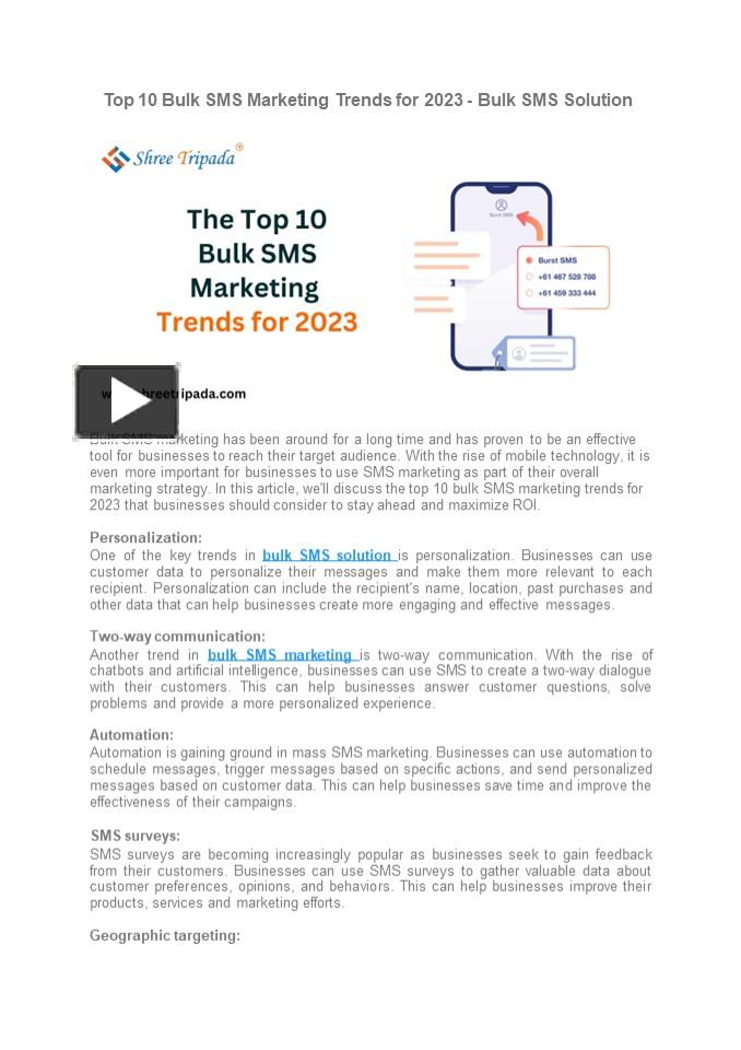 PPT – Top 10 Bulk SMS Marketing Trends for 2023 - Bulk SMS Solution PowerPoint presentation ...